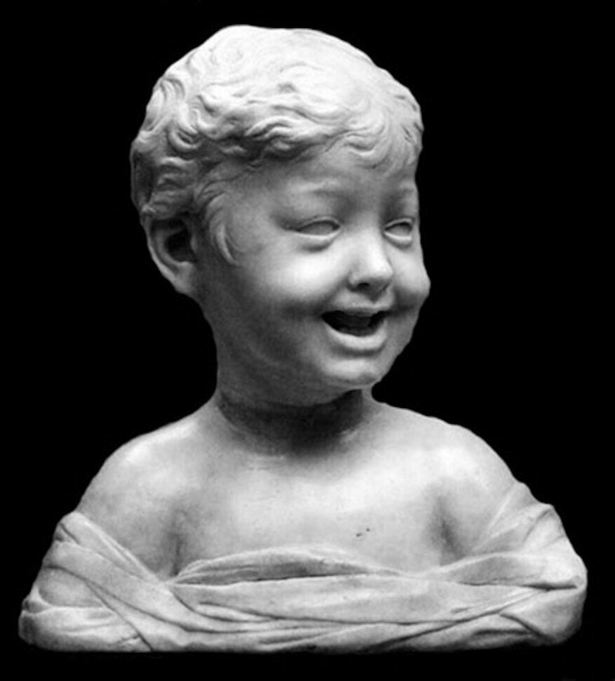 Гипс. Бюст смеющийся мальчик, h=33 см, Экорше, артикул 10-129