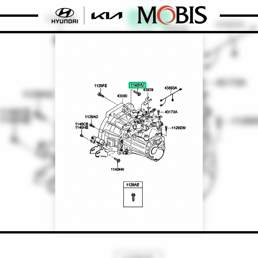 Болт 2 шт. для Hyundai Accent, Getz, Matrix, Santa Fe, Sonata, Tucson; KIA Ceed, Cerato, Rio, Sportage / арт. 1140412406K / бренд MOBIS