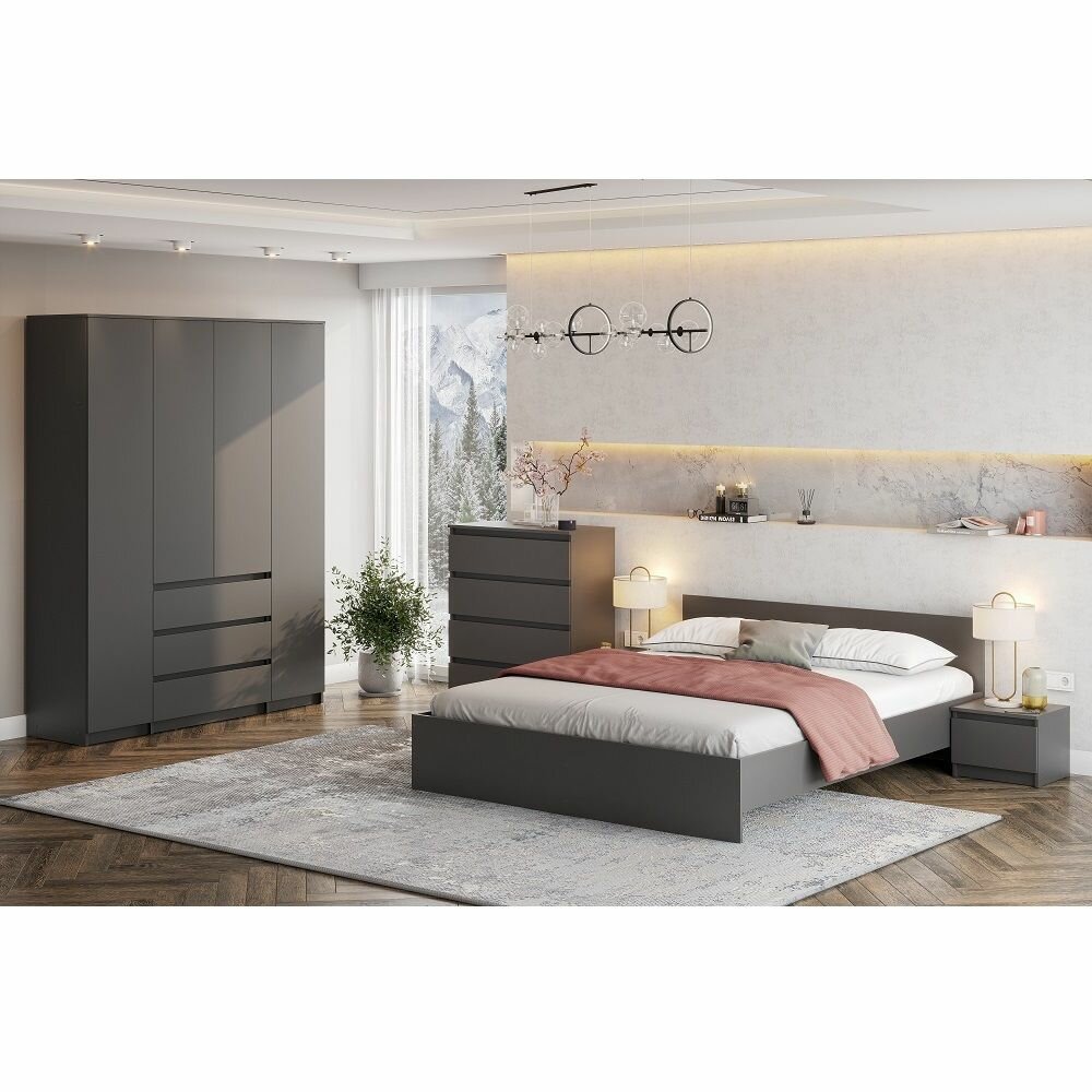 Кровать Денвер СтоунГрафит 160 200, графит серый