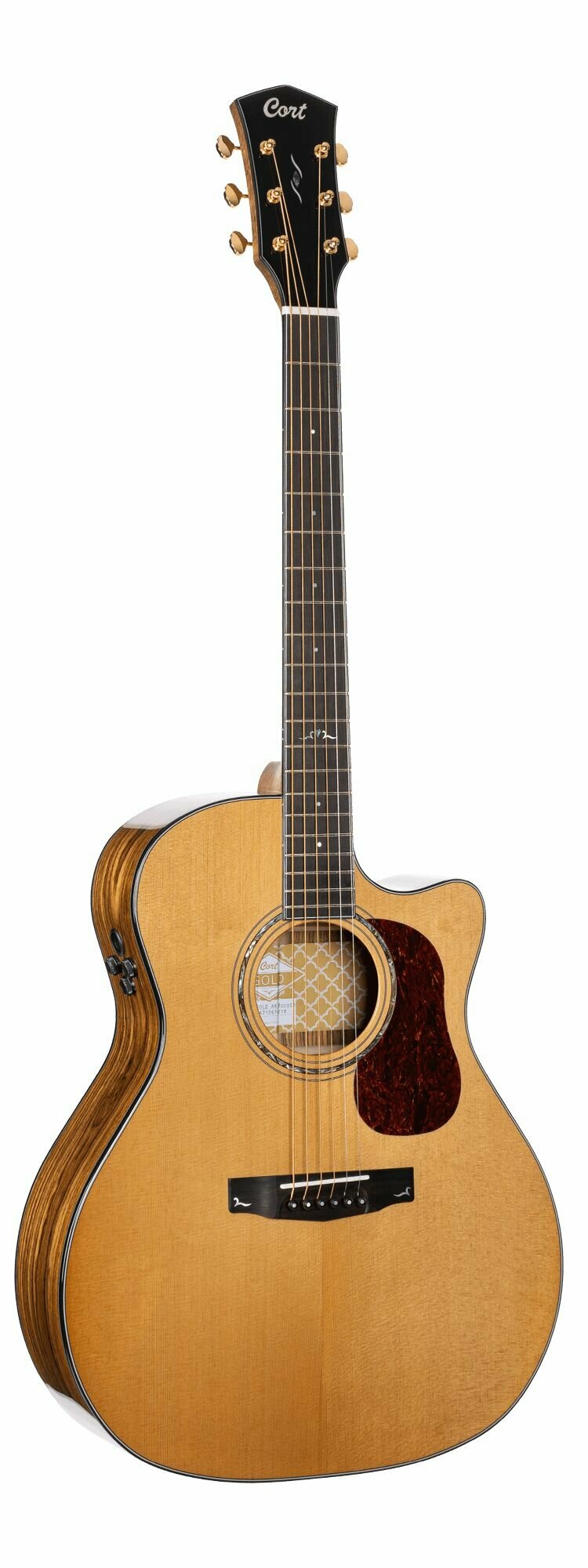 Акустическая гитара Cort Gold A6 Bocote WCASE NAT Gold Series, со звукоснимателем, цвет натуральный, с чехлом
