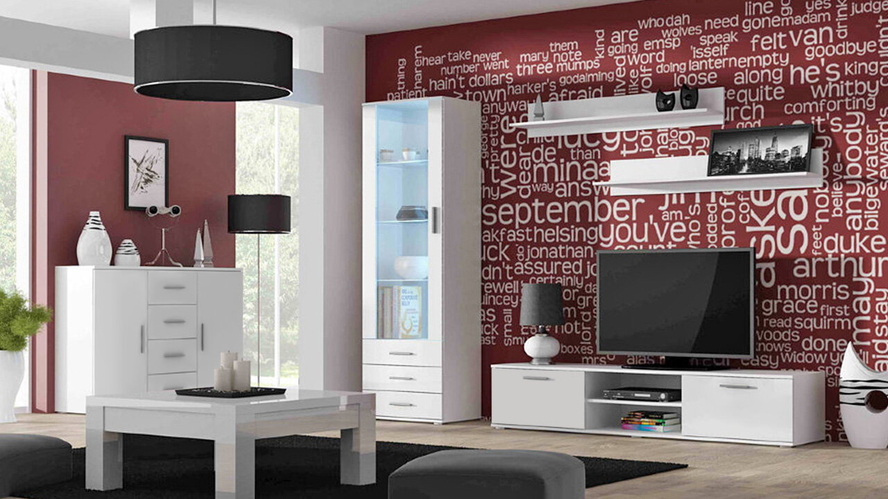 Гостиная Сохо 3 Белый Фасадный 0101 NEW 372x41x192 см, GOODFORM