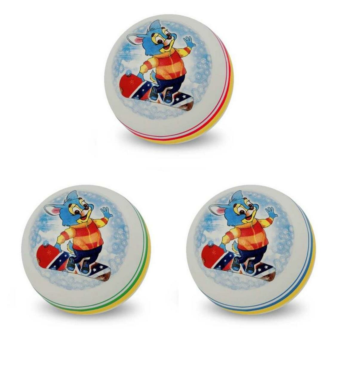 Мяч Чебоксарские мячи "Заяц на сноуборде", диаметр 150мм, резина