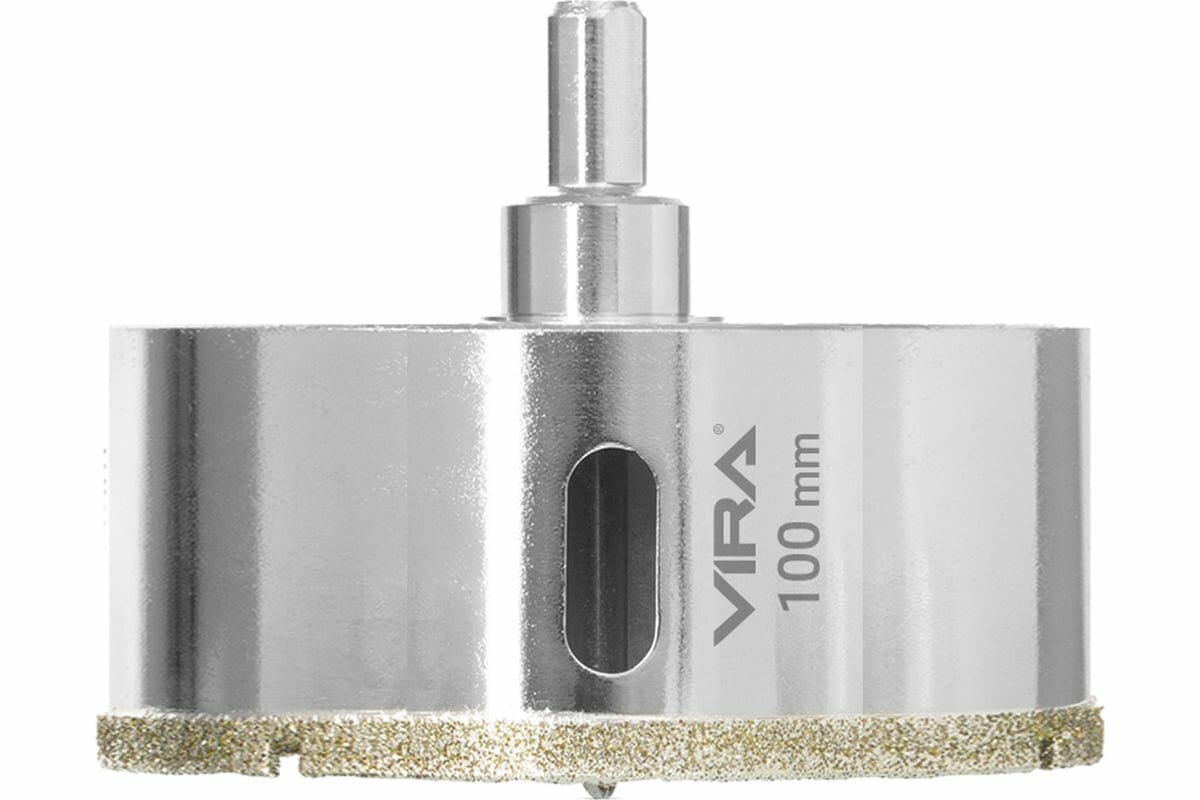 Коронка алмазная по керамике 100 мм с трёхгранным хвостовиком VIRA 559518 для ремонтов