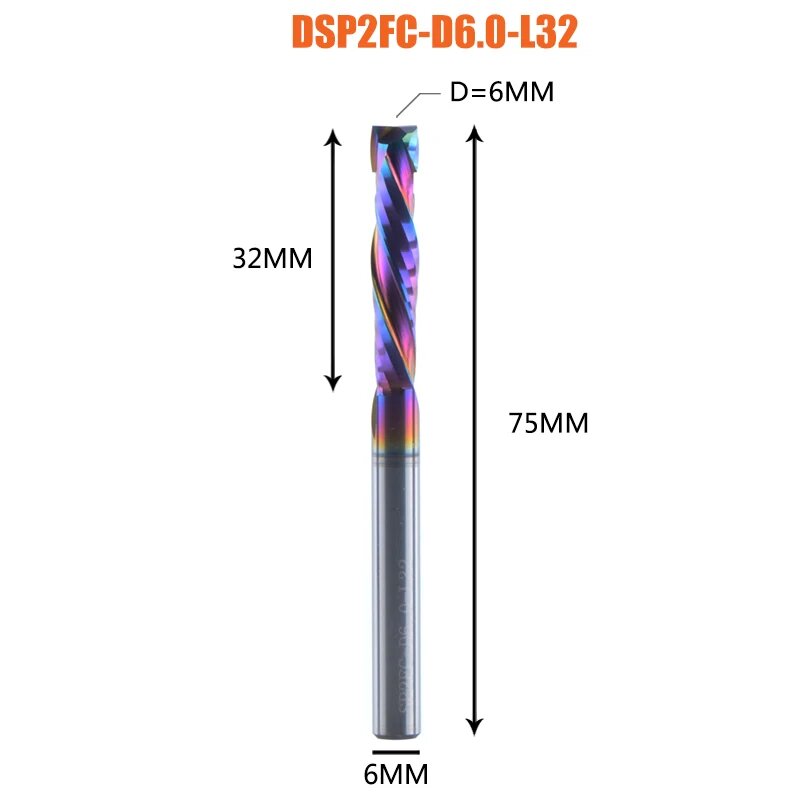 DREANIQUE спиральная твердосплавная фреза для дерева 4 мм DSP2FC-D6.0-L32