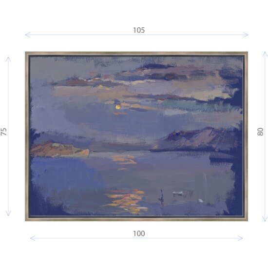 Картина Декор Депо Ксении Черномор Луна над лазурной бухтой Матовый холст в раме 80х105 см