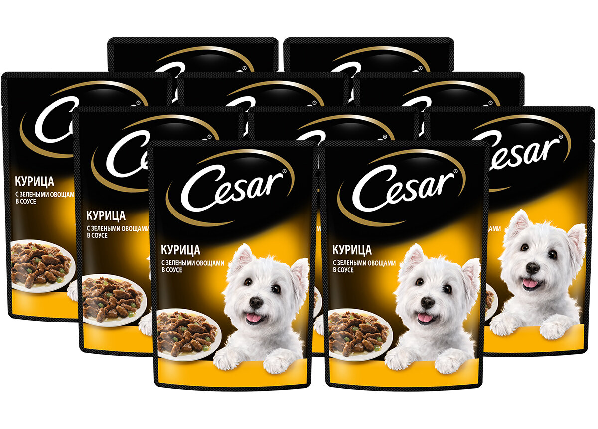 CESAR для взрослых собак маленьких пород с курицей и зелеными овощами пауч 85 гр 85 гр х 10 шт