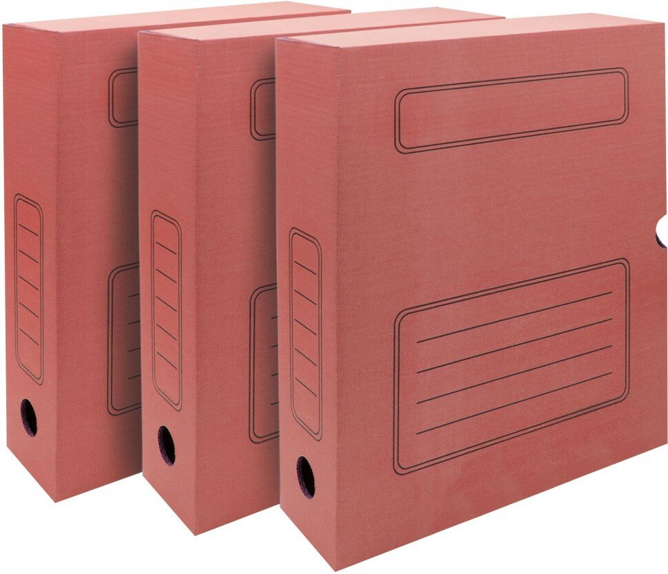 Короб архивный Silwerhof микрогофрокартон корешок 75мм A4 красный (упак:3шт)