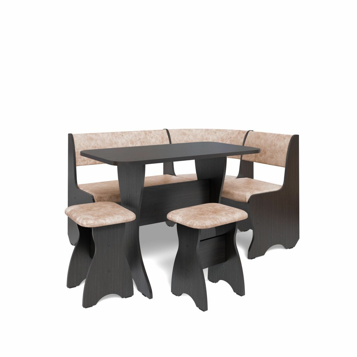 Кухонный уголок "тюльпан" столешница "Термопластик" Венге/Велюр Латте (Бител)