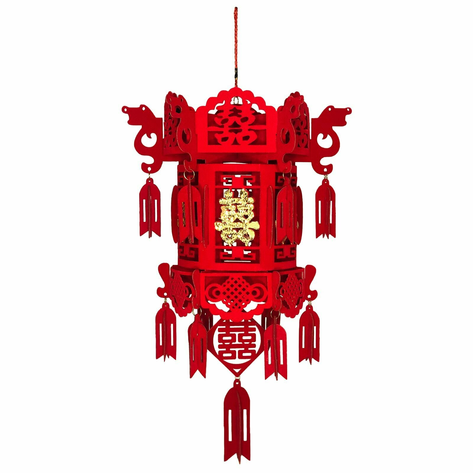 Китайский красный фонарь с символом счастья 45x35 см – декоративный светильник для интерьера, 2 шт.