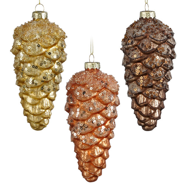 Набор стеклянных елочных игрушек Шишки Bois de Boulogne 12 см, 12 шт, Edelman, 1163110-набор