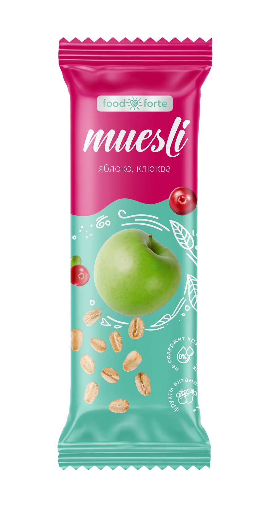 Батончик мюсли Яблоко и клюква 1 шт 50 г FoodForte