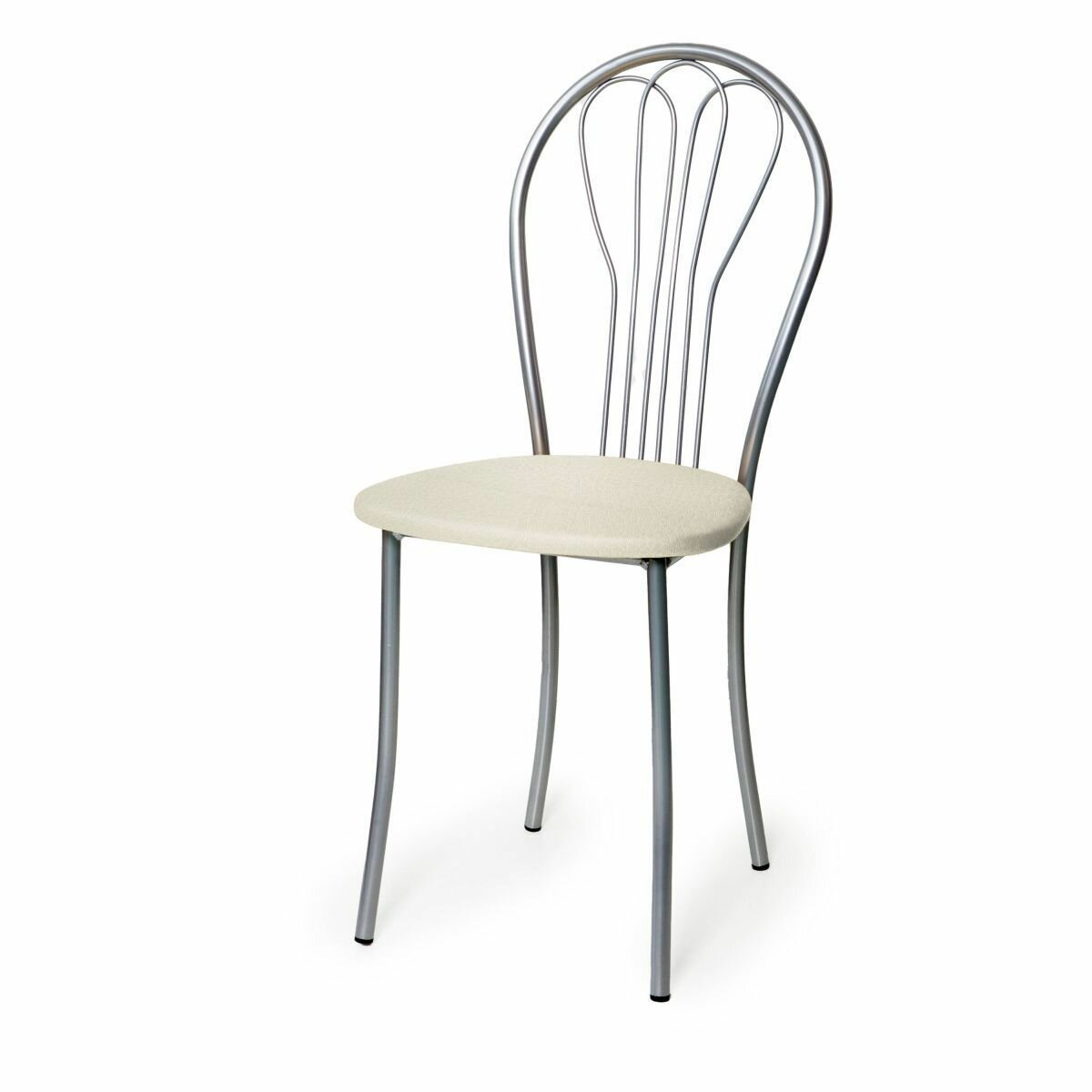 Стул - металлокаркас "ромашка" (окрас металлик) экокожа Крем (Бител)