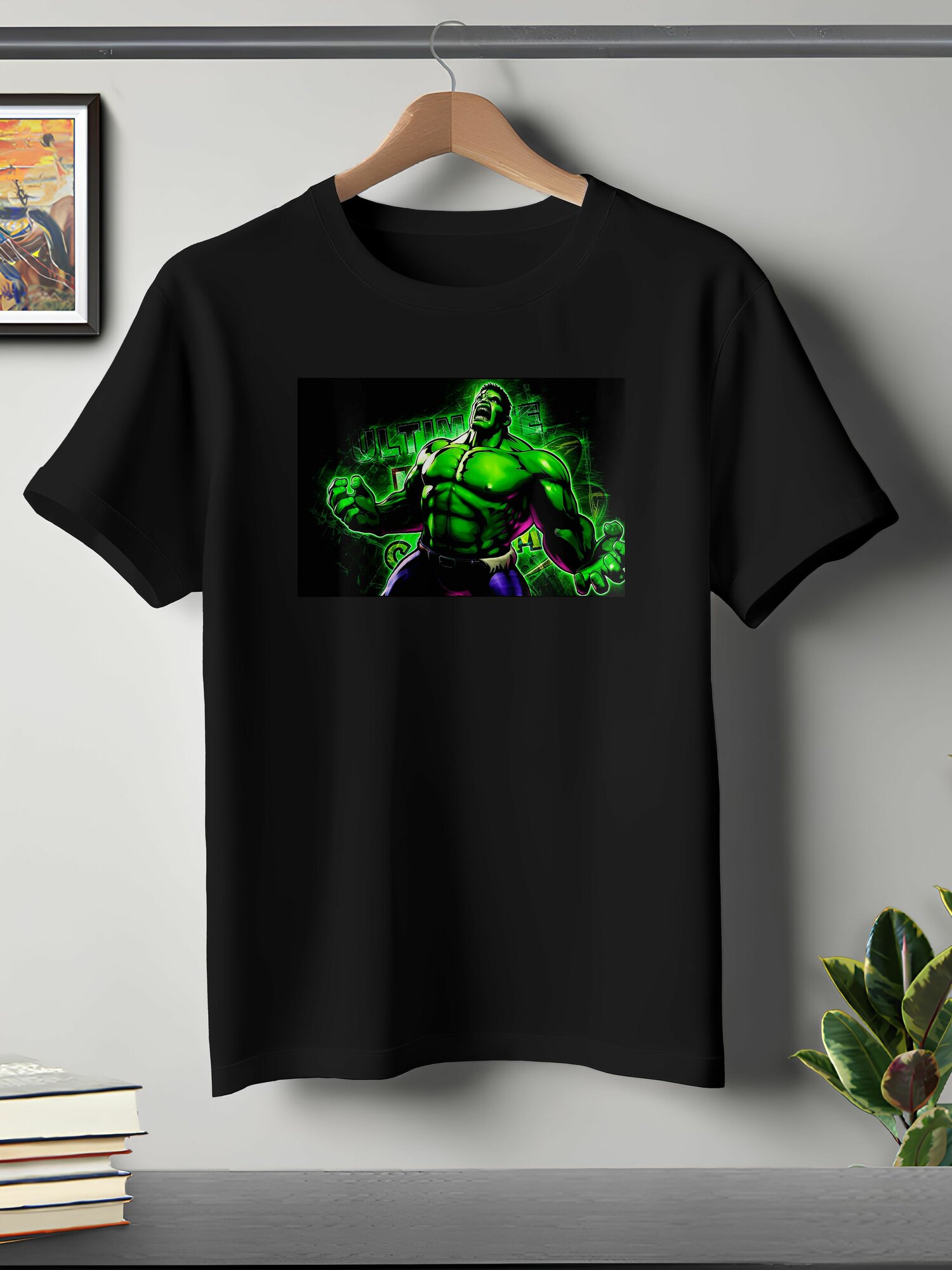 Футболка  Детская ONEQ 128 (8-9) размер с принтом Халк, черная