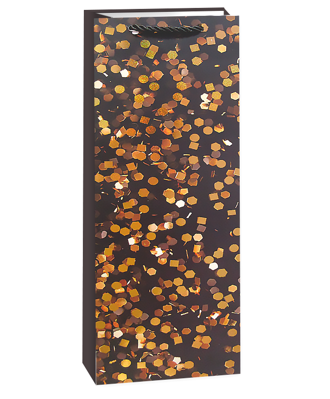 Пакет подарочный для вина, Сверкающий праздник, Дизайн №1, Ч