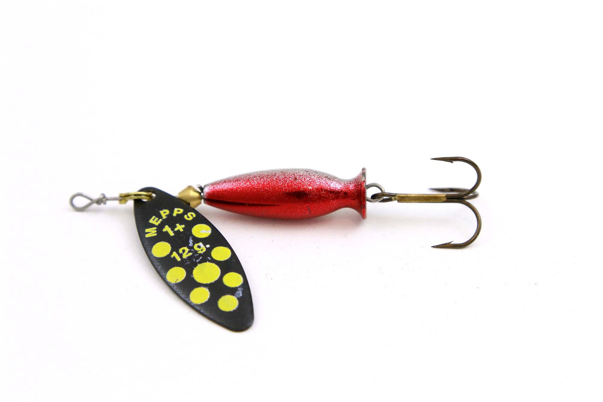 Блесна вращающаяся MEPPS Aglia Long Heavy PTS 12.0г №1+ #Bl yel