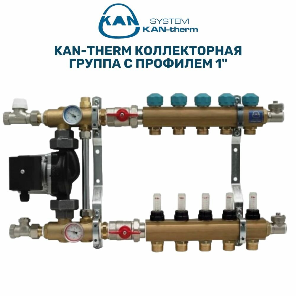 KAN-therm Коллекторная группа с профилем 1" для напольного отопления со смесительной системой без расход (серия 77A) 3