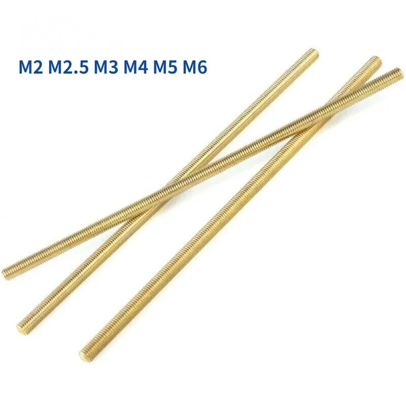 Латунные стержни с резьбой M2 M2.5 M3 M4 M5 M6 200мм/500мм M2x250 -2pcs