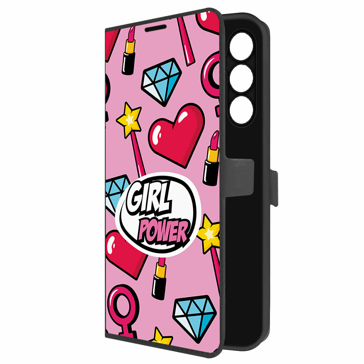 Чехол-книжка Krutoff Eco Book для Samsung Galaxy A16 Girl Power (черный)