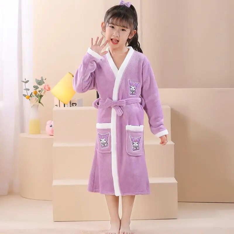 MINISO Халат детский Hello Kitty и Kuromi хлопковый