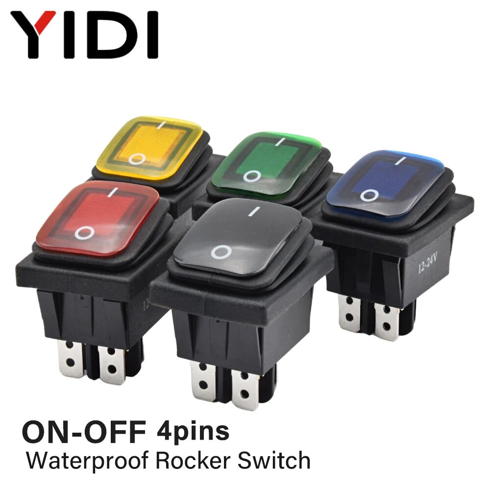 Водонепроницаемый кулисный переключатель YIDIELE KCD4-203 KCD4-201 16A Black No Light, ON-OFF, 220V