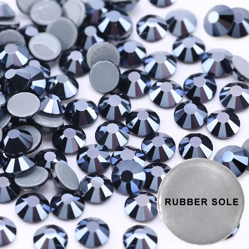 Черные стеклянные стразы QIAO SS30-288pcs, Hot fix-Iron on