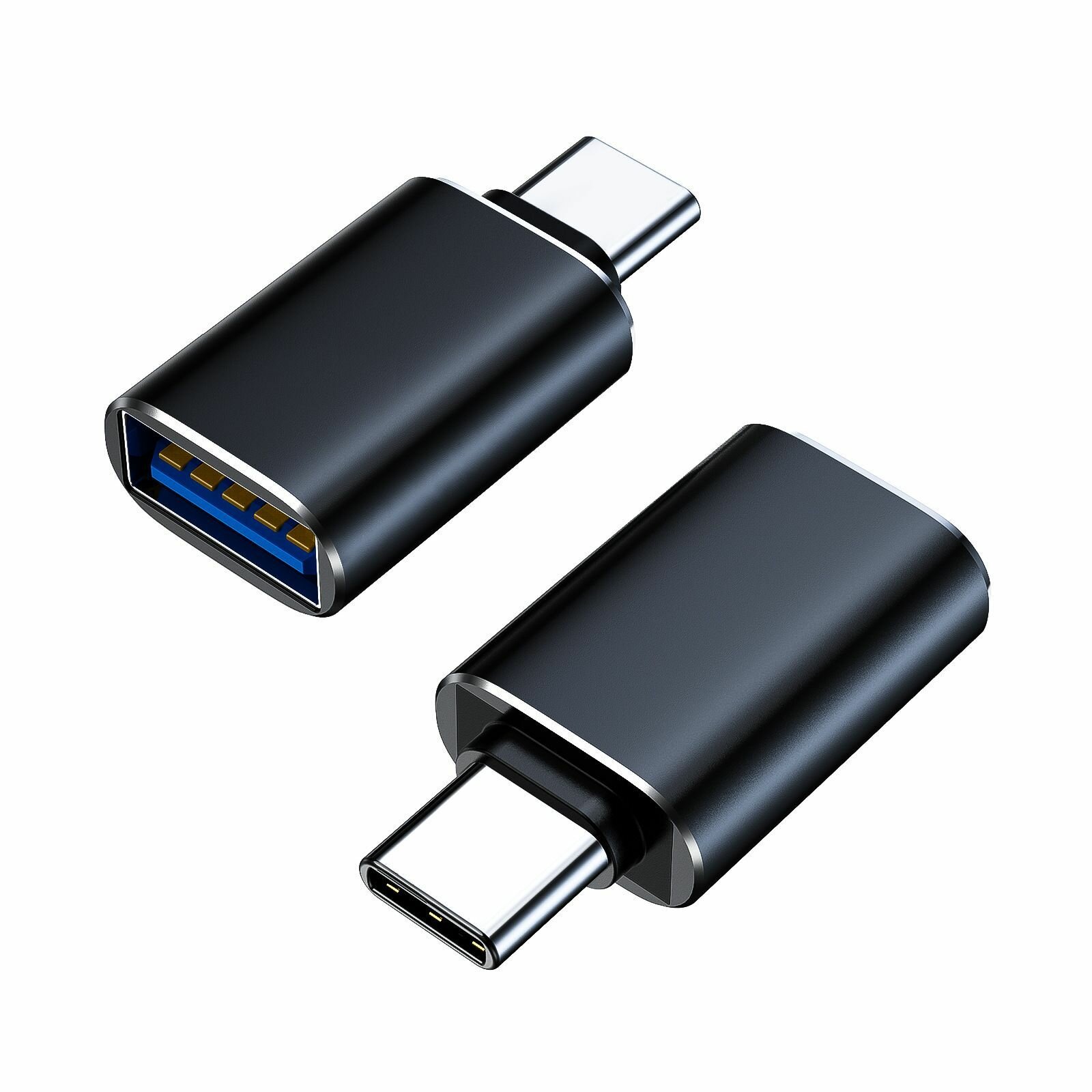 Переходник USB на Type C, USB (вход)Type C (выход), OTG, адаптер, черный