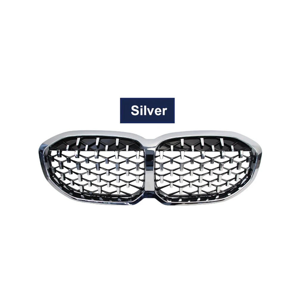 Передняя Алмазная решетка для радиатора из АБС-пластика, 2 шт, гоночная решетка в стиле Silver