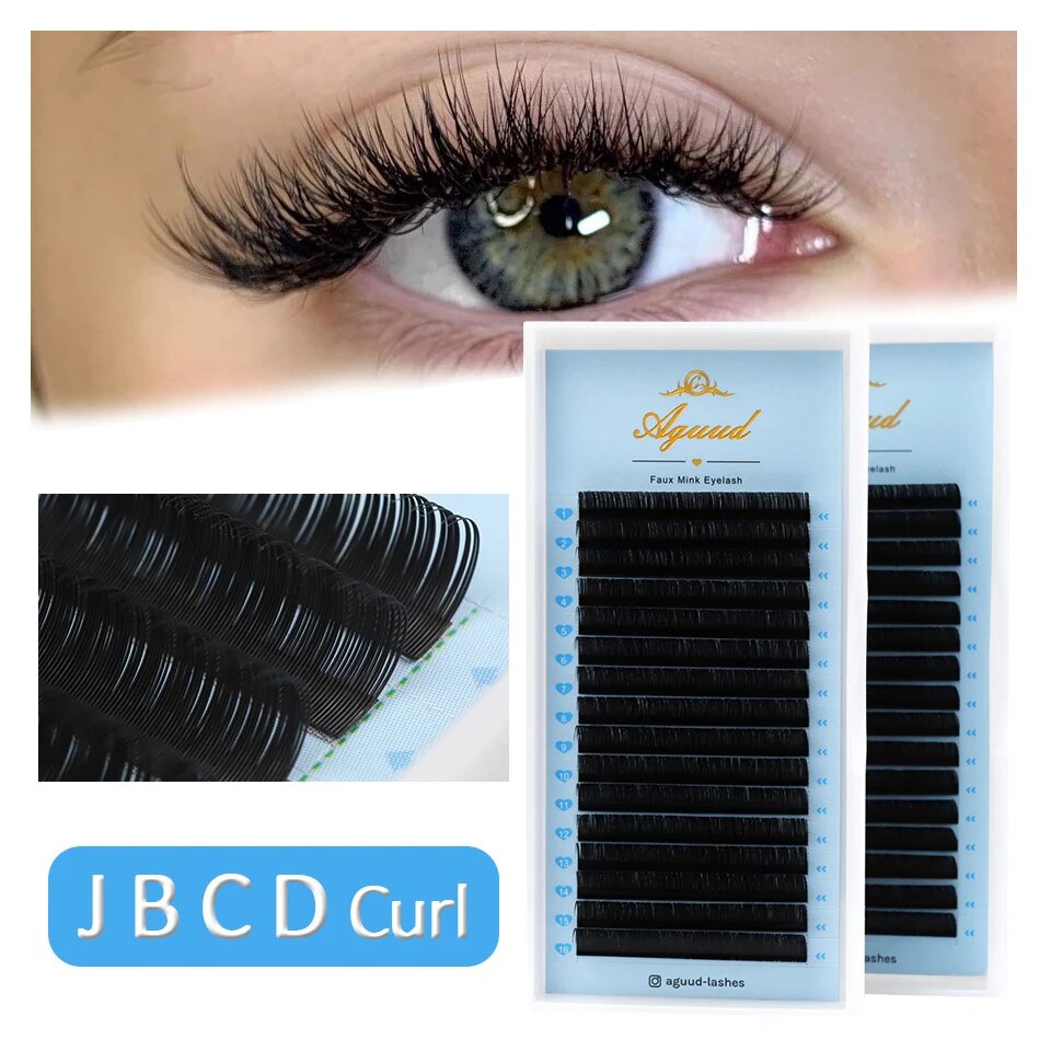 Aguud искусственные ресницы 0,03 мм классические B, 0,07 мм, MIX(7-13mm) x16rows