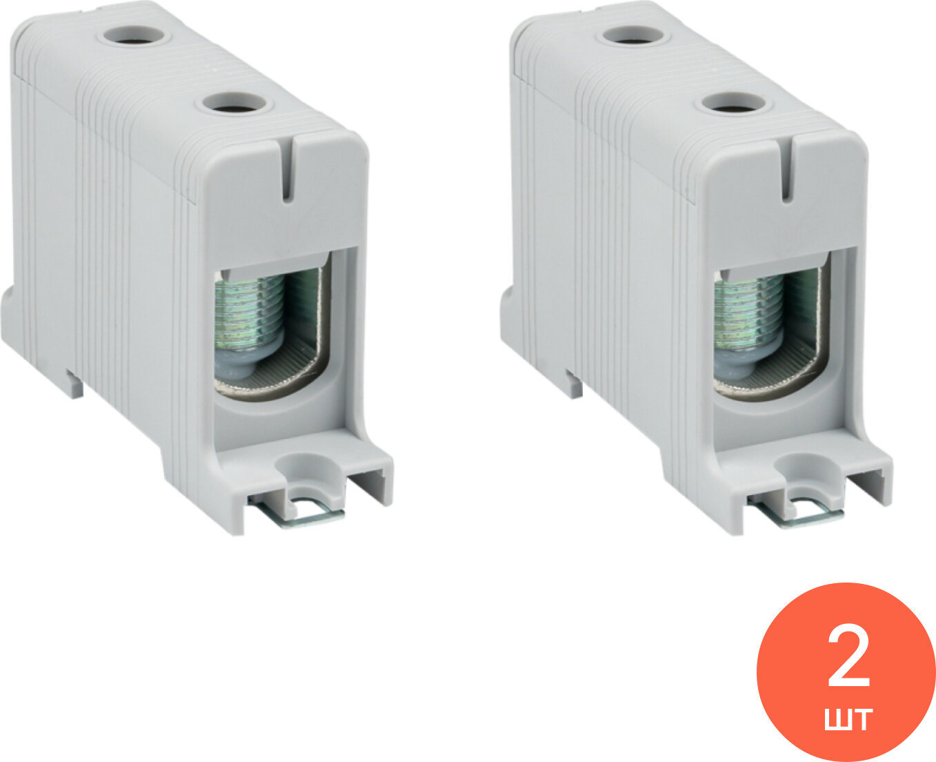 Клемма для проводов EKF / ЕКФ PROxima КСВ 35-150 силовая вводная, огнестойкий полиамид, 320А, 95х28.6мм, серый, 1шт. / зажим (комплект из 2 шт)