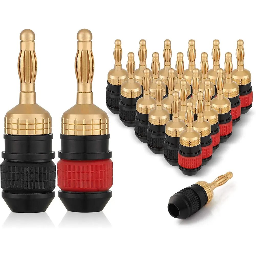 Музыкальные звуковые вилки типа «банан», 2/4/8/24 шт, позолоченные Hi-Fi Аудиоразъемы для динамика, кабель, провод
