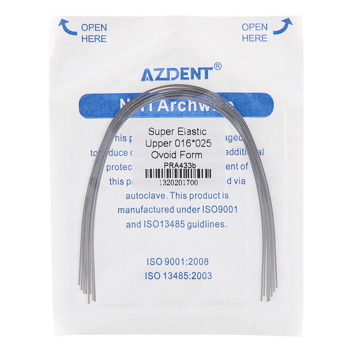 AZDENT Ортодонтические проволоки NITI 1 Pack 16x25Upper