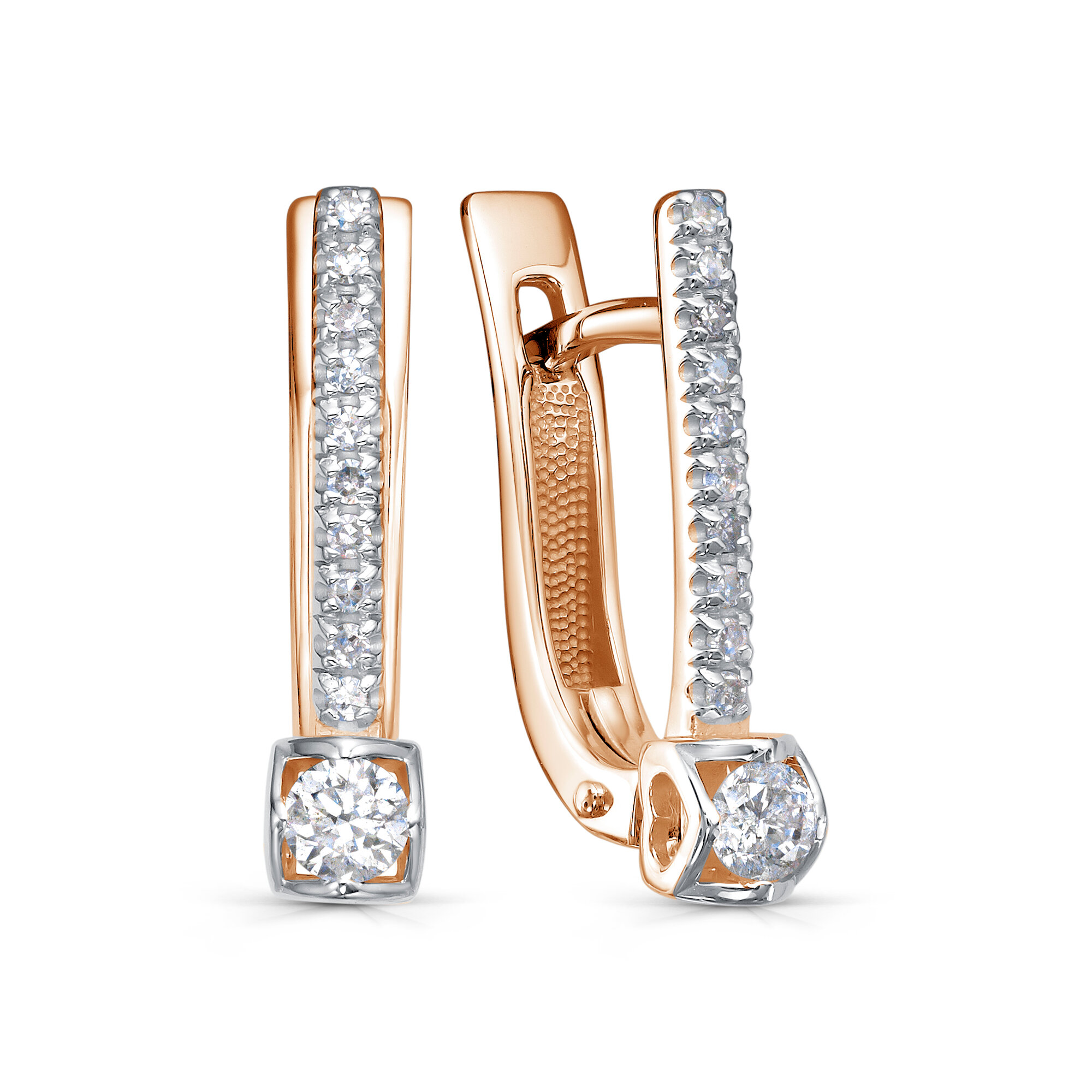Серьги, красное золото, 585 проба, бриллиант
