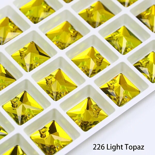 Стразы квадратные 12mm Light Topaz 226