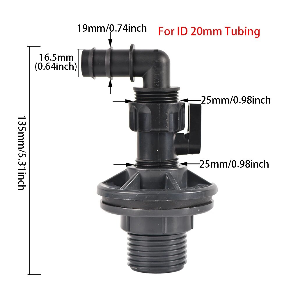Комплект клапанов для дождевой бочки ПВХ 1/2 3/4 дюйма S