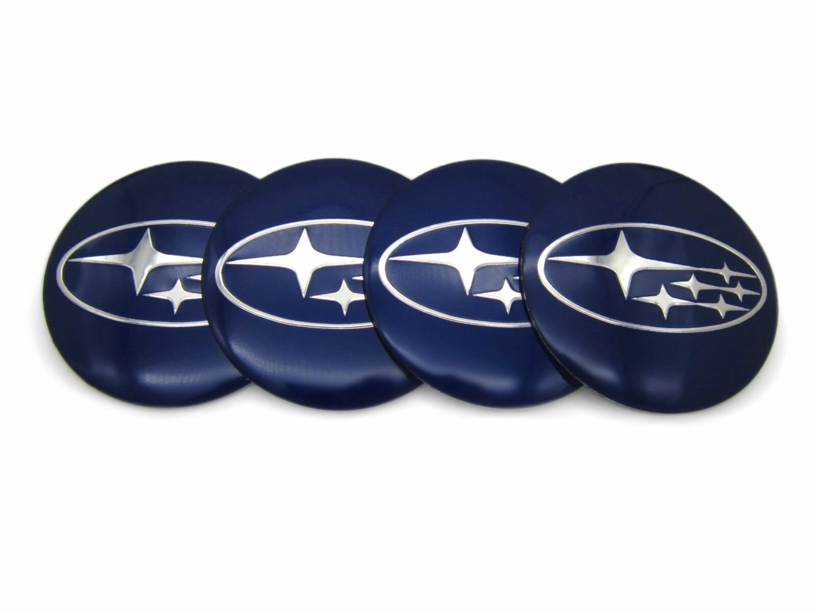 Наклейки на колесные диски Subaru синие D-56 mm