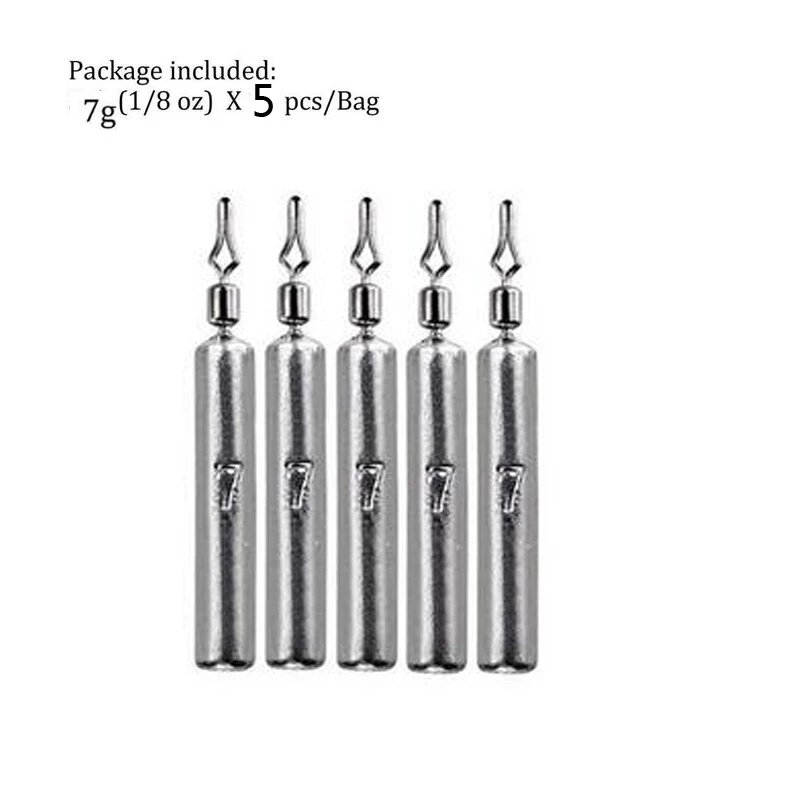 5 шт. Грузила для рыбалки stainless steel 3.5г 5г 7г 10г 20г 5Pcs 7 g