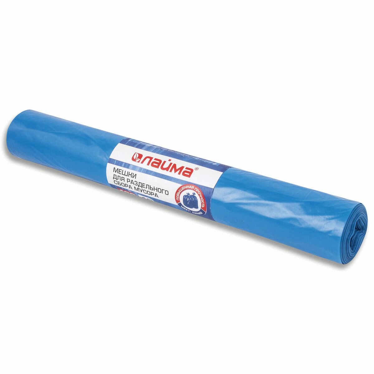 Пакеты для мусора 120л, Лайма (70x108см, 38мкм, синие), ПВД, 10шт. в рулоне