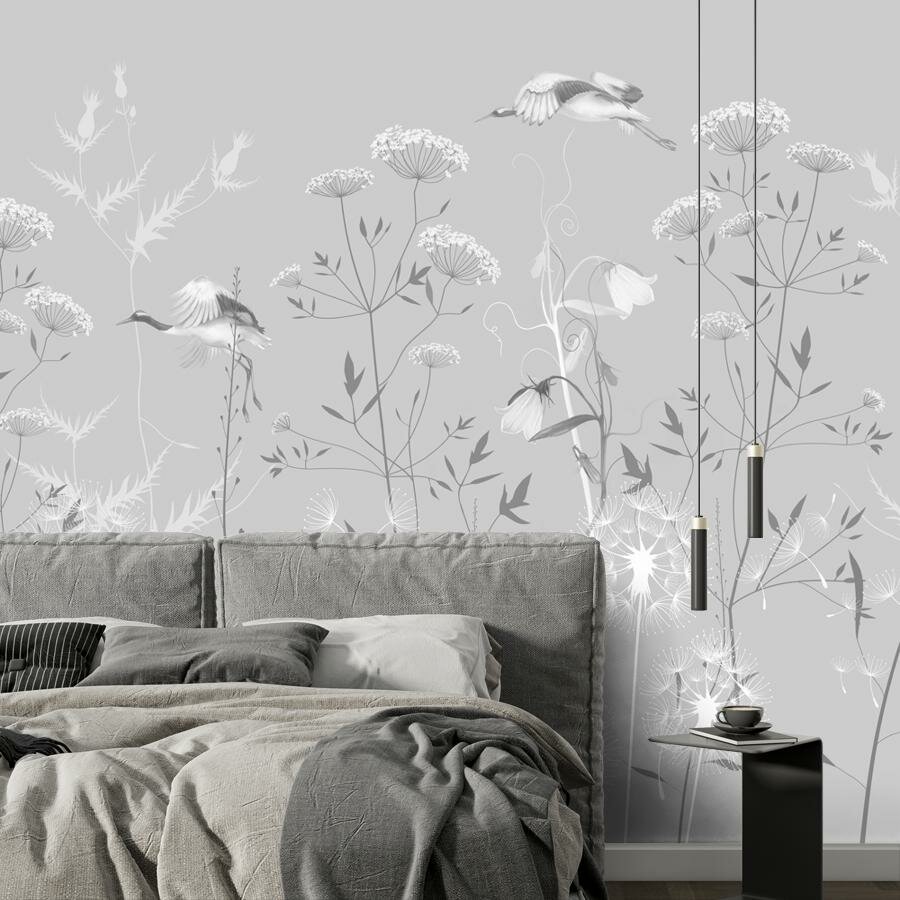 Фотообои Полевые цветы светлые 13-691-S-Песок 270 x 200 см (ВхШ) Метровые, флизелиновые, влагостойкие обои