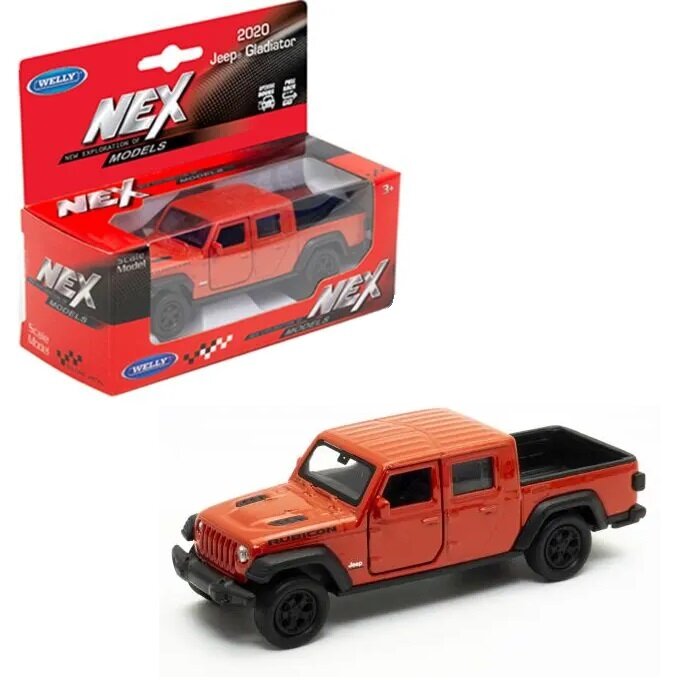 Welly. Коллекционная машинка "Jeep Gladiator" 43788W-M, оранжевая, инерционная, масштаб 1:38