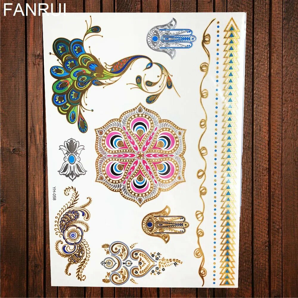 FANRUI Временная татуировка золотая бабочка AYH058