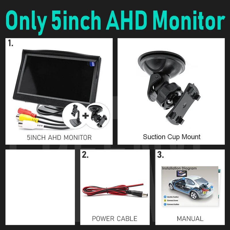 Новый AHD 1024x600 5-дюймовый автомобильный внутренний парковочный монитор с 2-канальным видеодисплеем для парковки автомобиля