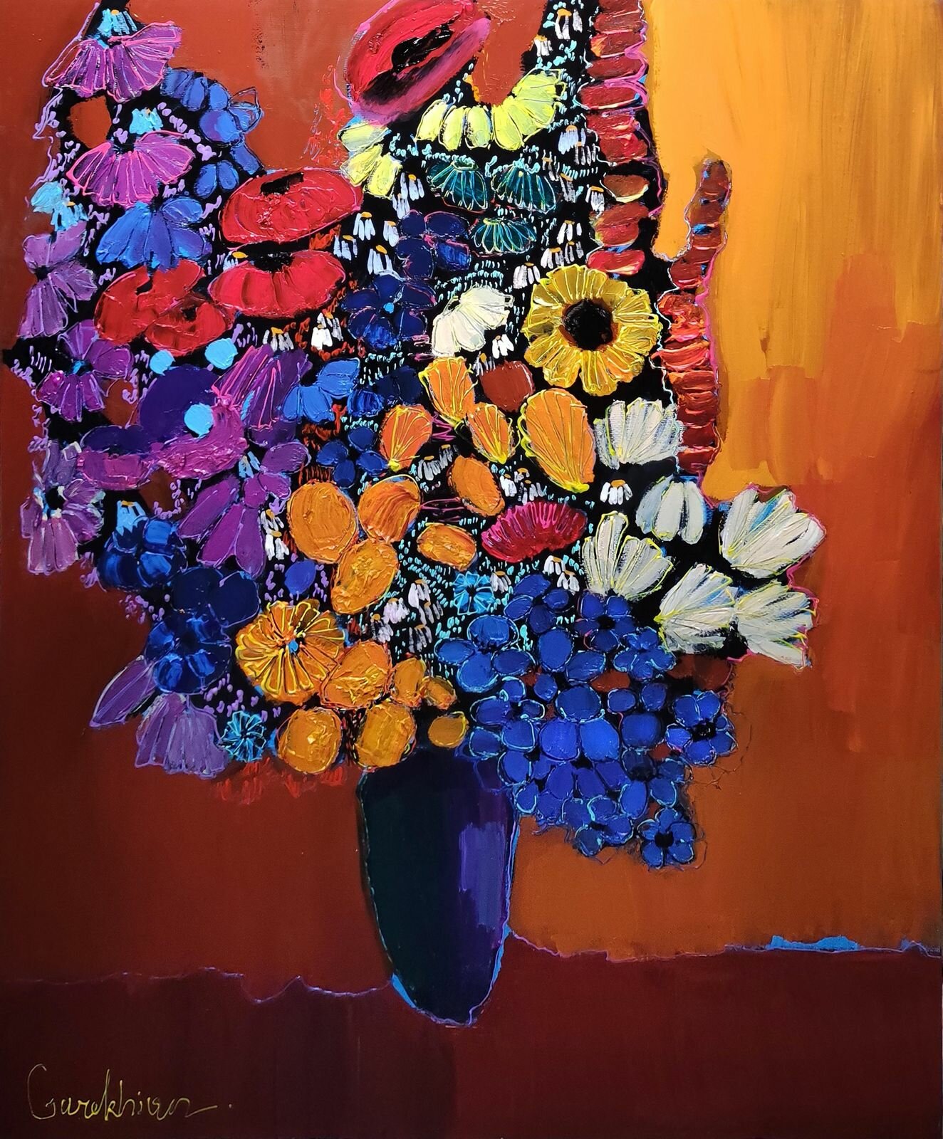 Картина "Полевые цветы" 60х50см, масло