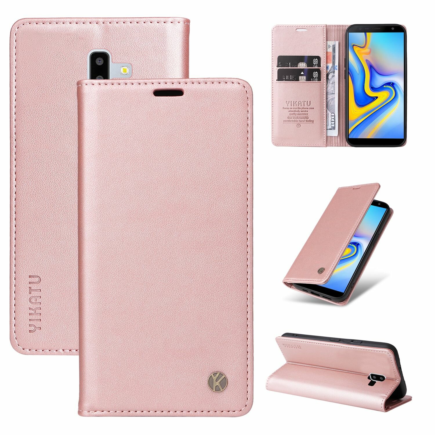 Кожаный флип-чехол для Samsung Galaxy J6 Prime/J6 plus/J610F(Самсунг Галакси J6 Прайм) с магнитом, отделением для карт и отделением для бумажника