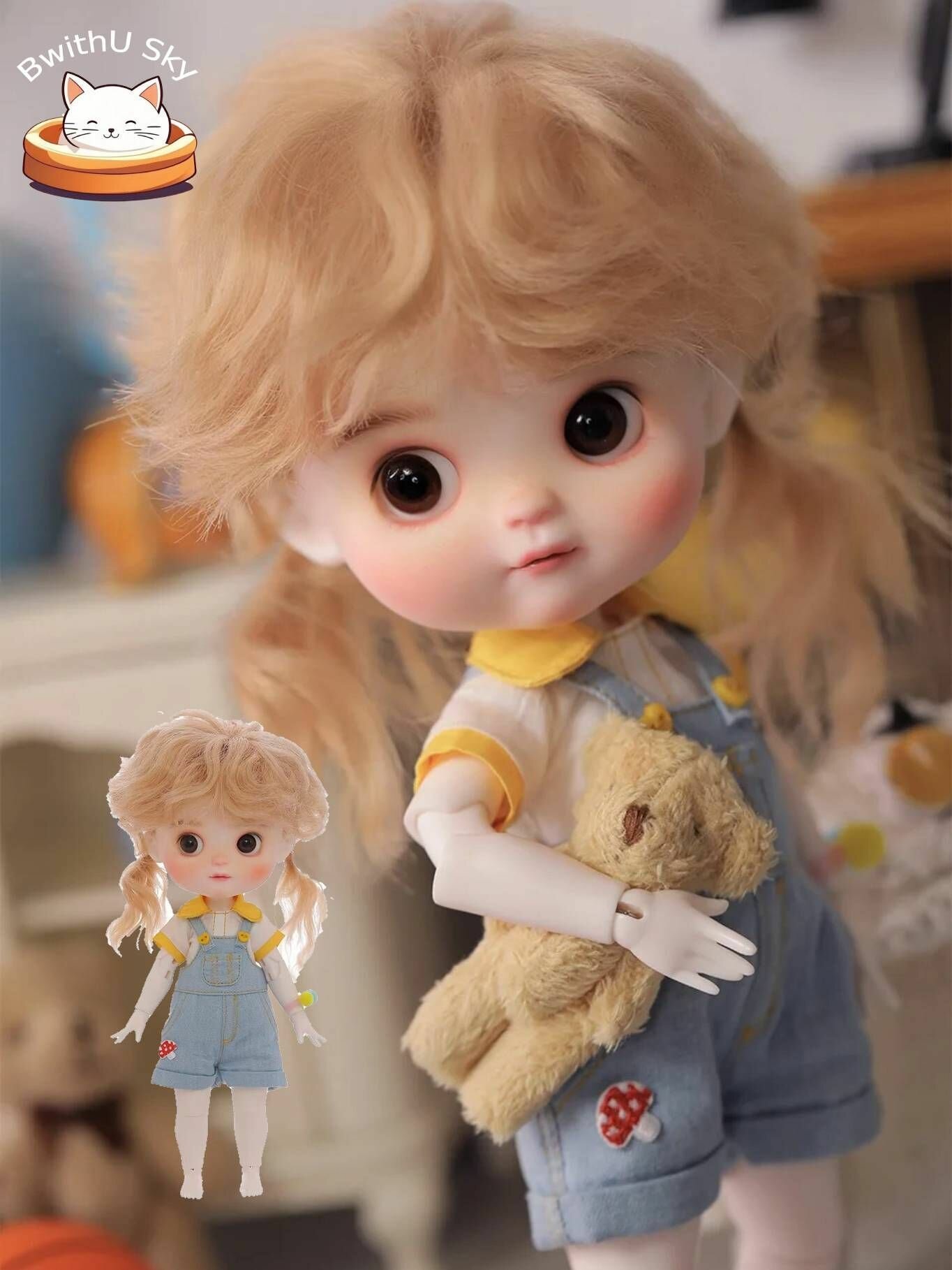BwithU Tayce BJD 1/6 Супер Большая голова с вьющимися волосами Милая кукла на шарнирах
