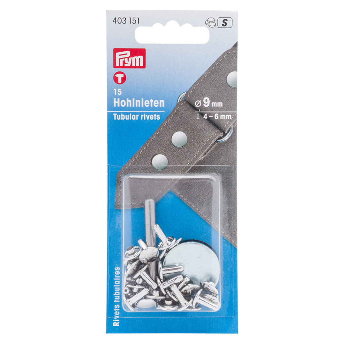 Хольнитены двухсторонние 9 мм (15 шт) + инструмент для установки, Prym, 403151, металл (серебро)