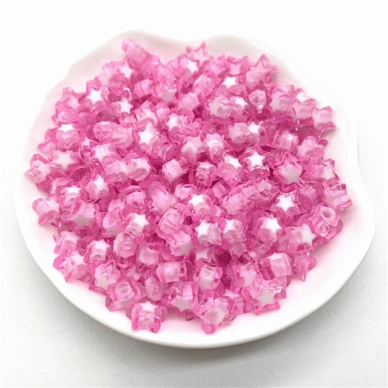 LXBENING акриловые бусины звезды 9 мм 50 шт Розовый, 08