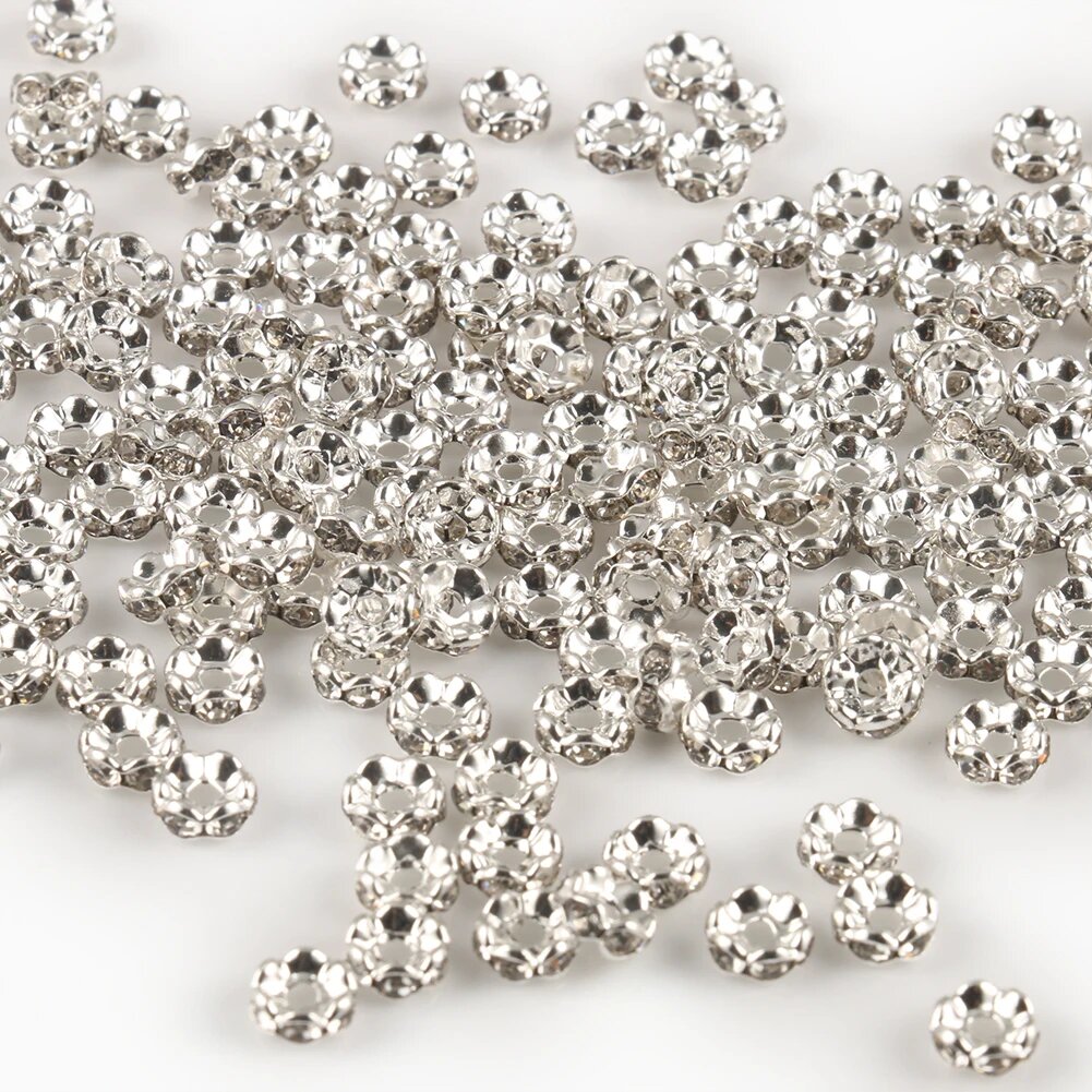 Горный хрусталь Рондель бусины 4 6 8 10 мм 50 шт 4mm, Silver