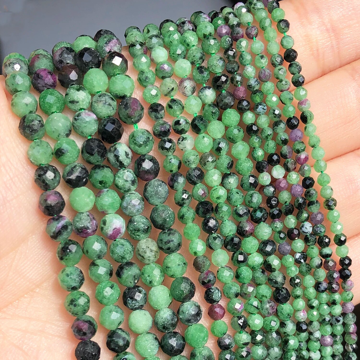 Граненая бусина из нефрита xilitata 2 3 4 мм, зелёный Изумрудный, 4mm (approx 95pcs), Epidote