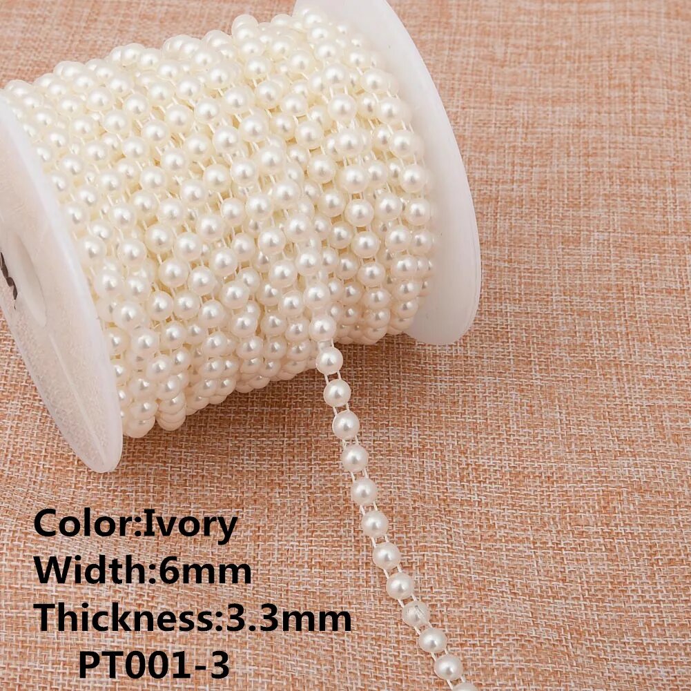 BOLIAO Пластиковые жемчужины слоновой кости 2 ярда PT001-3-Ivory