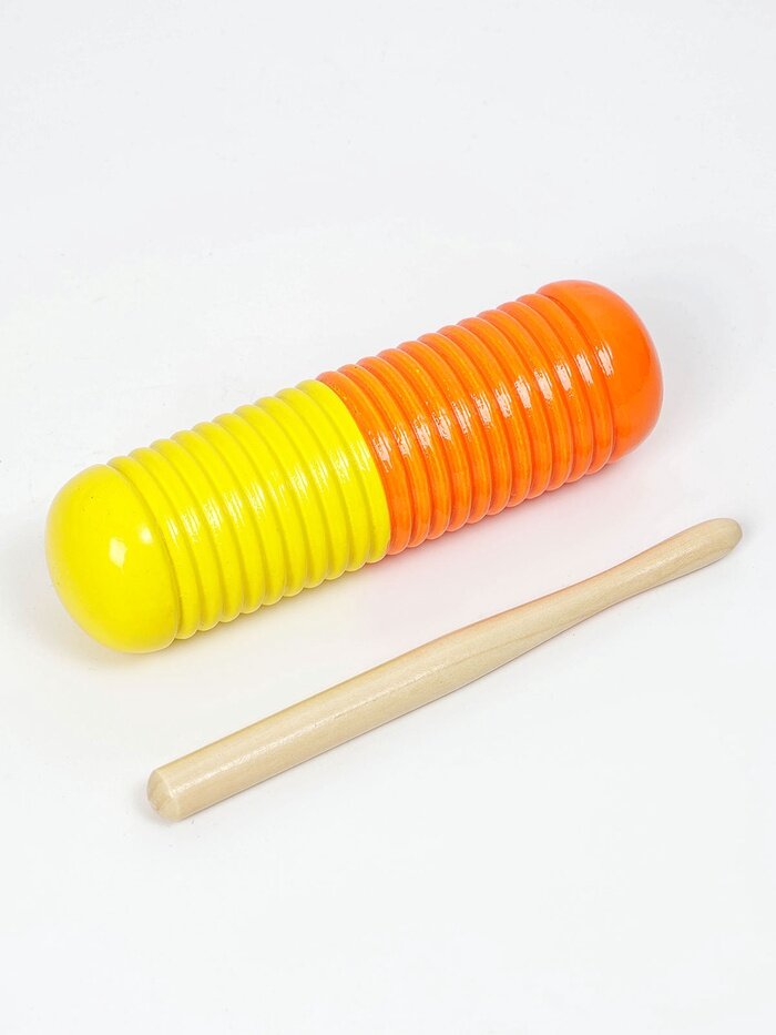 Музыкальный инструмент Гуиро Music Life трещотка, 14×4.5 см, желтый с красным